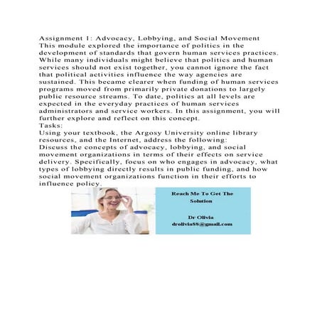 Assignment 1 Advocacy, Lobbying, and Social MovementThis module e.docx