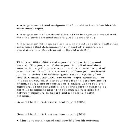 Assignment #1 and assignment #2 combine into a health risk .docx ...