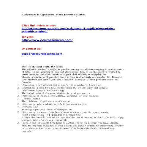 Assignment 1 applications of the scientific method | PDF
