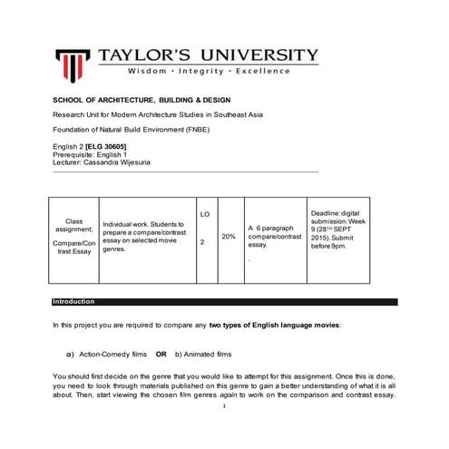 Assignment 1 compare contrast essay | DOCX