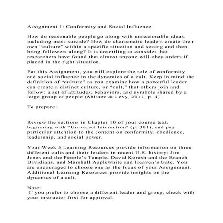 Assignment 1 Conformity and Social InfluenceHow do reasonable p.docx