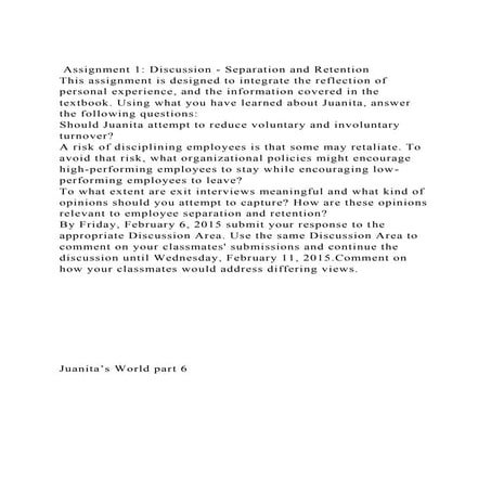 Assignment 1 Discussion - Separation and RetentionThis assignm.docx | Resume Writing and Advice ...