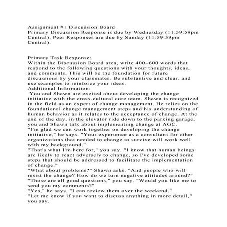Assignment #1 Discussion BoardPrimary Discussion Response is due b.docx