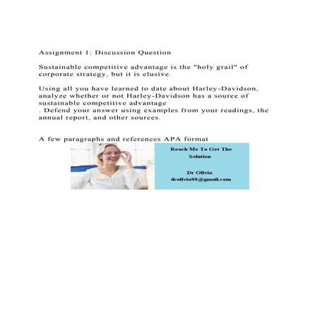 Assignment 1 Discussion QuestionSustainable competitive adv | DOCX