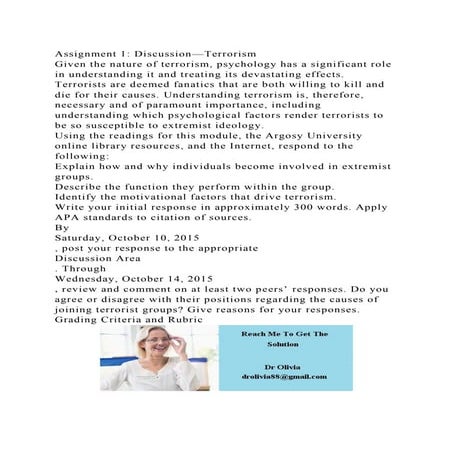 Assignment 1 Discussion—TerrorismGiven the nature of terrorism, p.docx