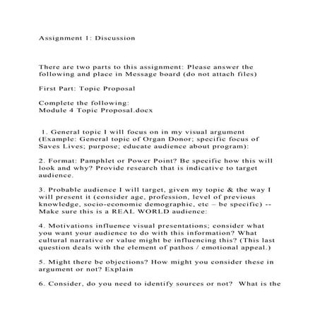 Assignment 1 DiscussionThere are two parts to this assignme.docx