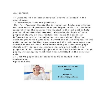 Assignment1) Example of a informal proposal report is located i.docx