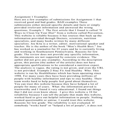 Assignment 1 ExamplesHere are a few examples of submissions for .docx