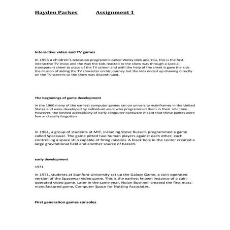 Assignment 1 game history timeline 2.0 | DOCX