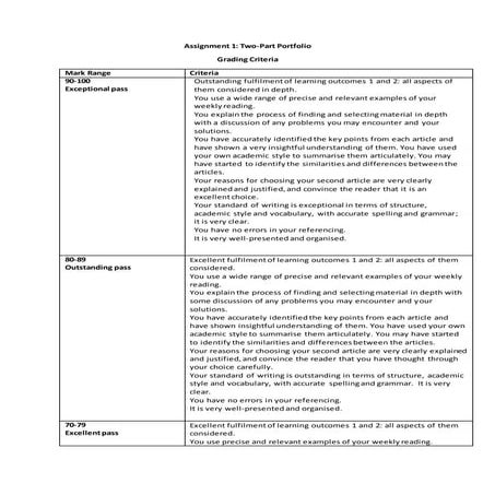 Assignment 1 grading criteria | PDF