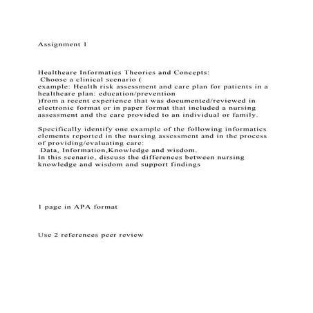 Assignment 1Healthcare Informatics Theories and Concepts.docx