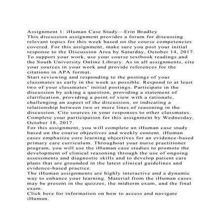 Assignment 1 iHuman Case Study—Erin BradleyThis discussion assi.docx