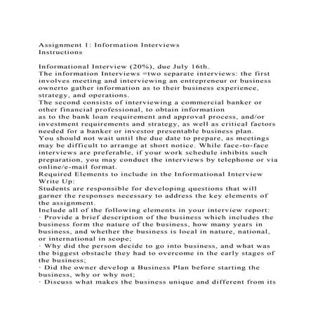 Assignment 1 Information InterviewsInstructionsInformationa.docx