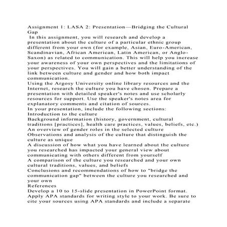 Assignment 1 LASA 2 Presentation—Bridging the Cultural Gap In th.docx