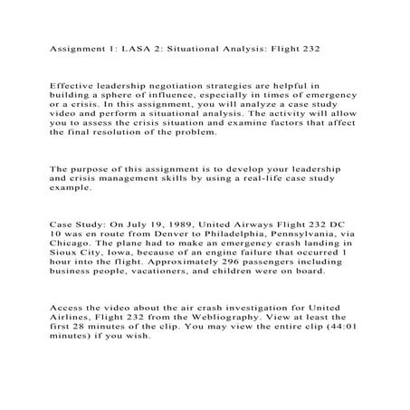 Assignment 1 LASA 2 Situational Analysis Flight 232 Effecti.docx | Air ...