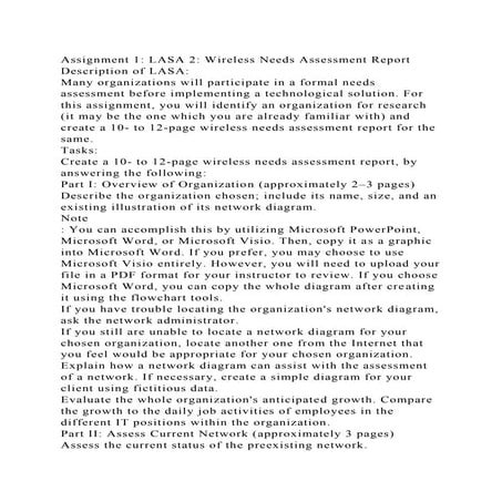Assignment 1 LASA 2 Wireless Needs Assessment ReportDescription .docx