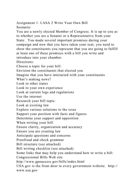 To PrepareSelect a bill that has been proposed (not one t | PDF