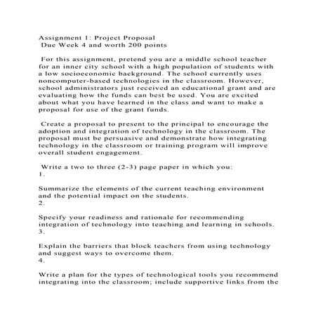 Assignment 1 Project Proposal Due Week 4 and worth 200 points.docx