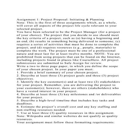 Assignment 1 Project Proposal Initiating & PlanningNote This .docx