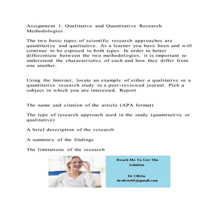 Assignment 1 Qualitative and Quantitative Research Methodologies | DOCX | Educational Assessment ...