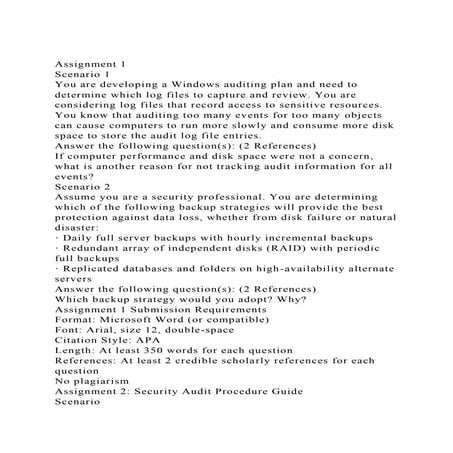 Assignment 1Scenario 1You are developing a Windows auditing pl.docx