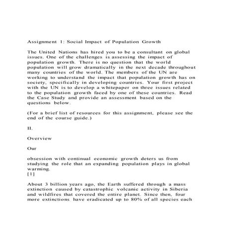 Assignment 1 Social Impact of Population GrowthThe United | PDF
