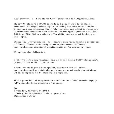Assignment 1—Structural Configurations for OrganizationsHen.docx