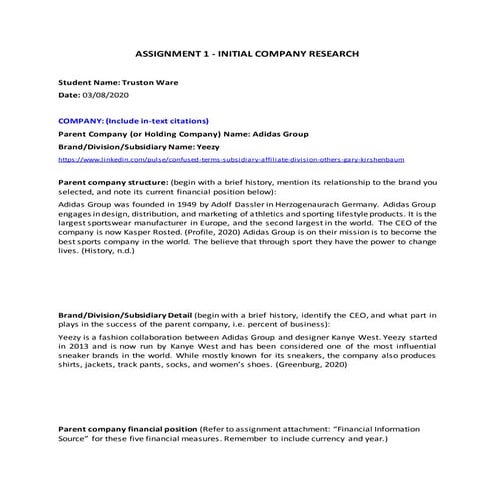 Assignment 1 Initial Company Research | PDF