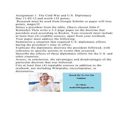 Assignment 1 The Cold War and U.S. DiplomacyDue 11-02-15 and wort.docx