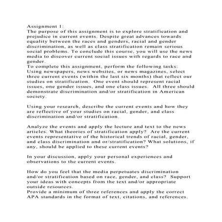 Assignment 1The purpose of this assignment is to explore stratifi.docx ...