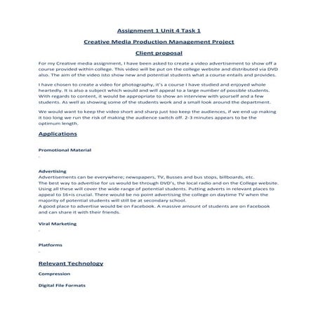 Assignment 1 unit 4 task 1 | DOCX