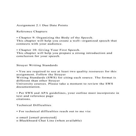 Assignment 2.1 Due Date Points Reference Chapters • Ch.docx