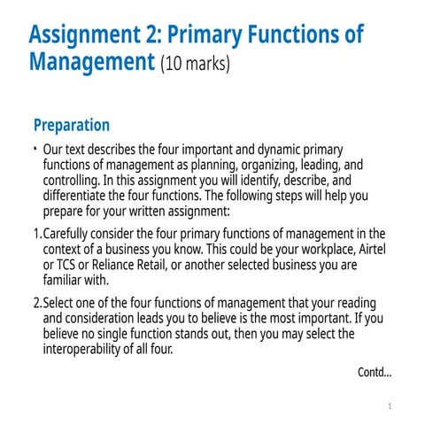 Assignment 2_Primary Functions of Management | PPTX