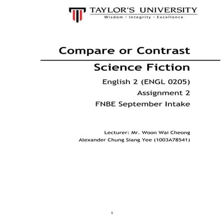 [Assignment 2 compare or contrast science fiction] | DOCX