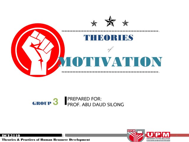MOTIVATION IN HUMAN RESOURCE MANAGEMENT; | PPT