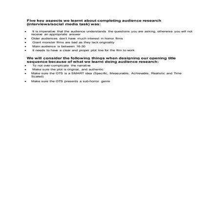 (Reflection) Assignment 20 - Reflecting on Audience Research | DOCX