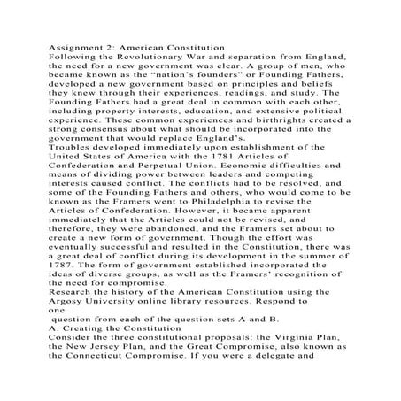 Assignment 2 American Constitution Following the Revolutionary Wa.docx