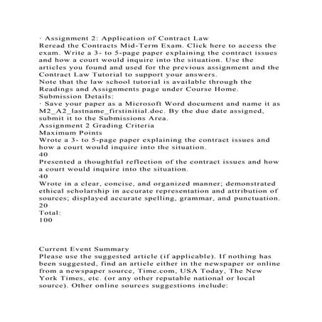 · Assignment 2 Application of Contract LawReread the Contracts Mi.docx