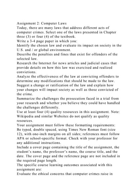 Assignment 3 Fraud Techniques Due Week 7 and worth 50 points .docx | Crime & Harmful Acts to ...