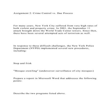 Assignment 2 Crime Control vs. Due ProcessFor many years,.docx | Crime ...