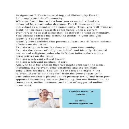 Assignment 2 Decision-making and Philosophy Part II Philosophy and.docx