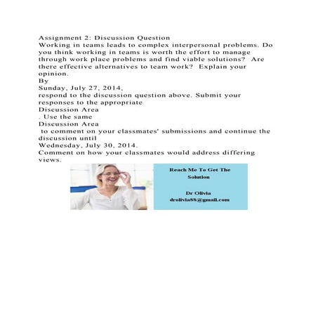 Assignment 2 Discussion QuestionWorking in teams leads to complex.docx