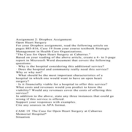 Assignment 2 Dropbox AssignmentOpen Heart Surgery.docx