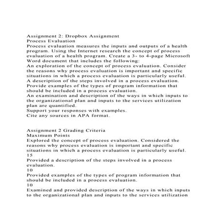 Assignment 2 Dropbox AssignmentProcess EvaluationProcess ev.docx