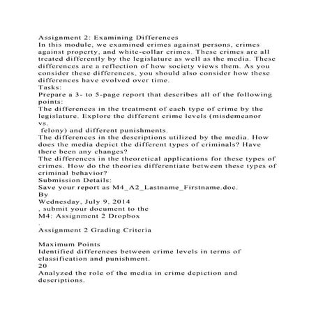 Assignment 2 Examining DifferencesIn this module, we examined cri.docx