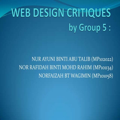 Web Design Critique | PPT