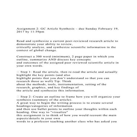 Assignment 2 GC Article Synthesis – due Sunday February 19.docx