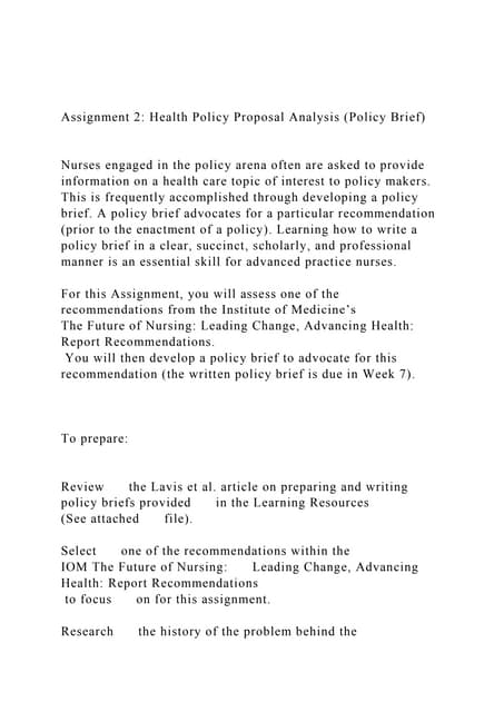 One Health Policy Briefs provided.docx