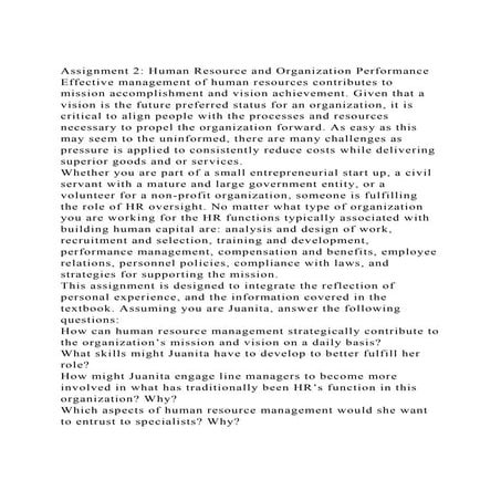 Assignment 2 Human Resource and Organization PerformanceEffecti.docx