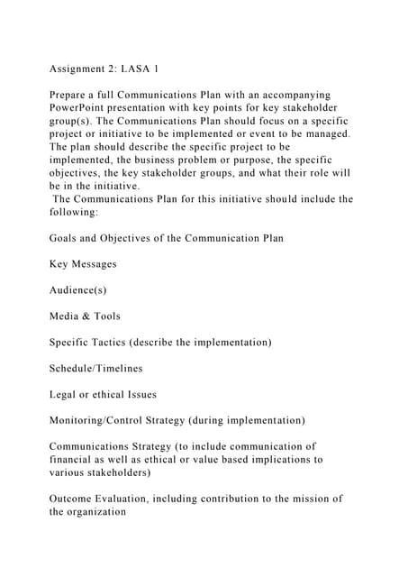 Assignment 2—Communications Plan and PresentationIn M3 Assignm.docx
